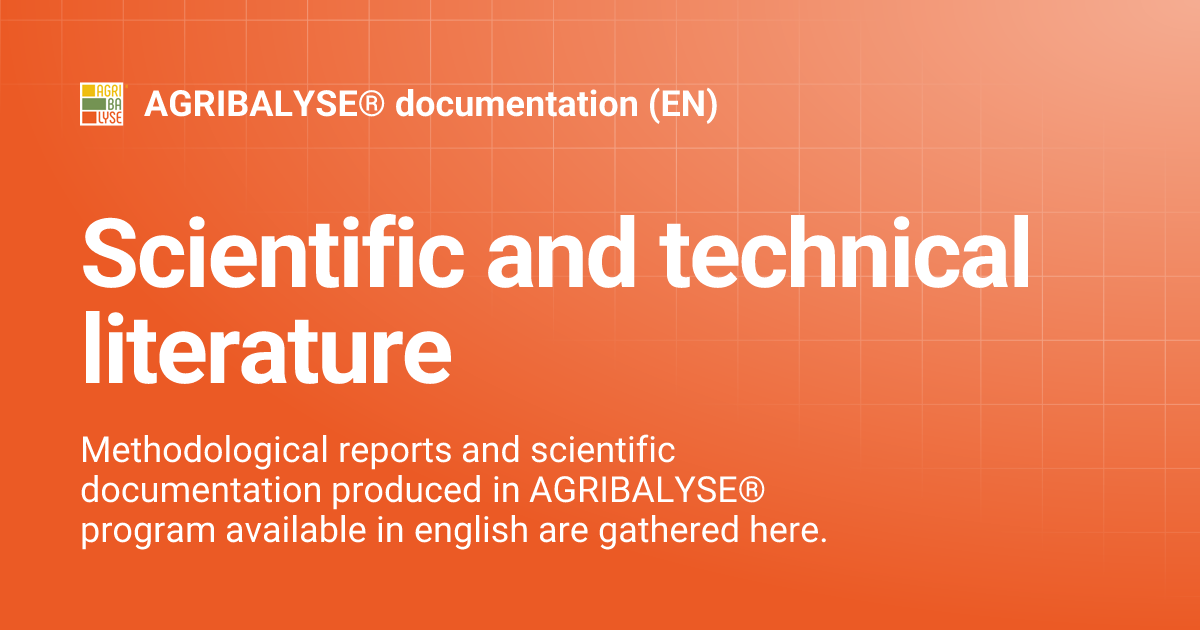Scientific and technical literature | AGRIBALYSE® documentation (EN)