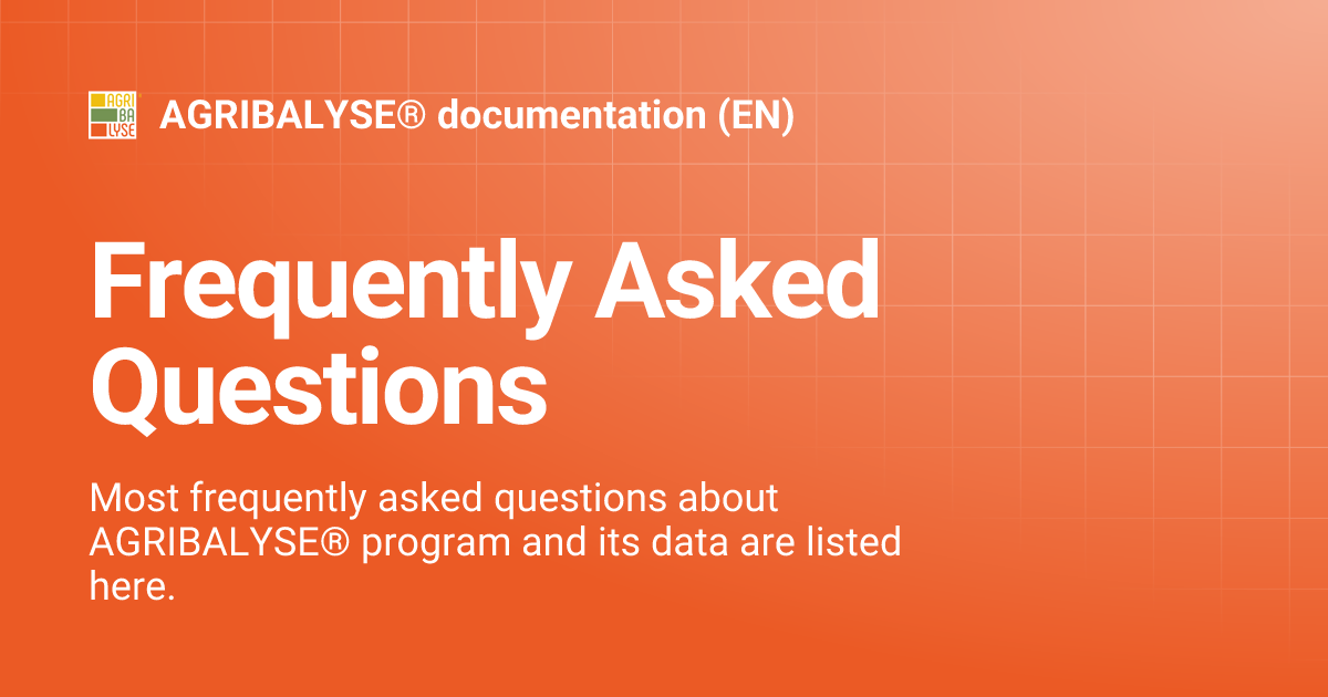Frequently Asked Questions | AGRIBALYSE® documentation (EN)