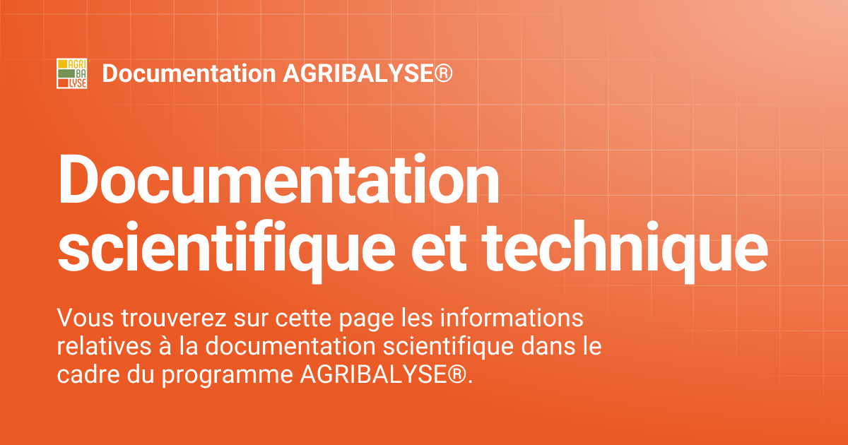 Documentation scientifique et technique | Documentation AGRIBALYSE®