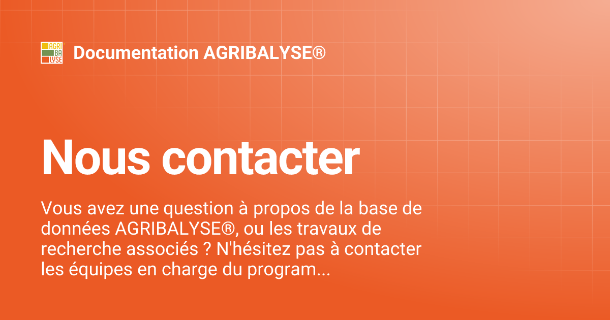 Nous contacter | Documentation AGRIBALYSE®